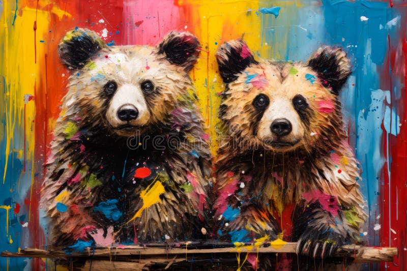 Two Bears with Different Colors and Shapes on Their Faces and Body ...