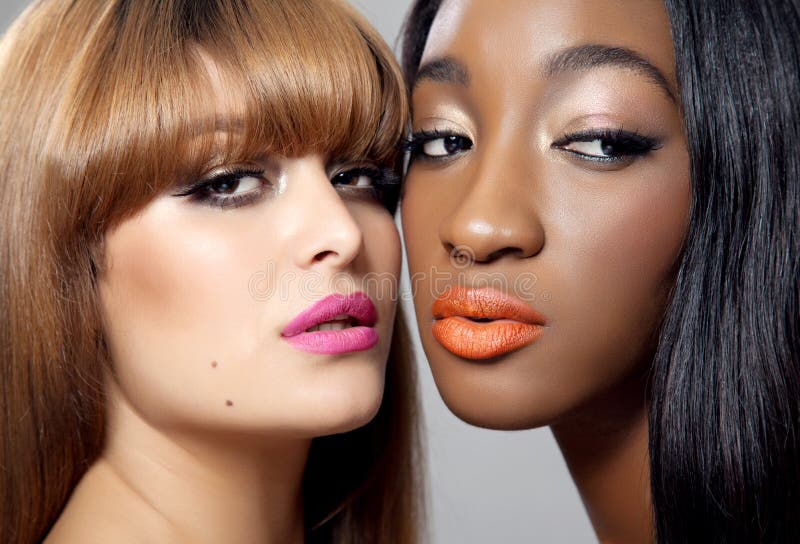 Two Beauties with Perfect Skin Stock Photo - Image of portrait, face ...