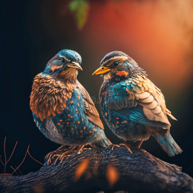 Two Beautiful Birds, Generative AI Stock Illustration - Illustration of ...