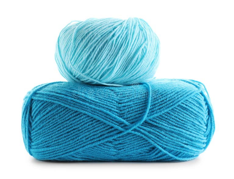 Two Beautiful Blue Yarns Isolated on White Stock Photo - Image of ...