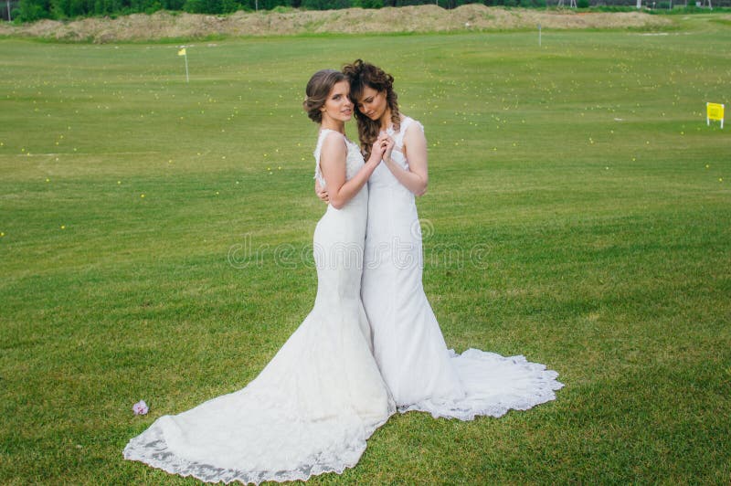 Two Beautiful Brides Together. Stock Photo - Image of happy, long ...