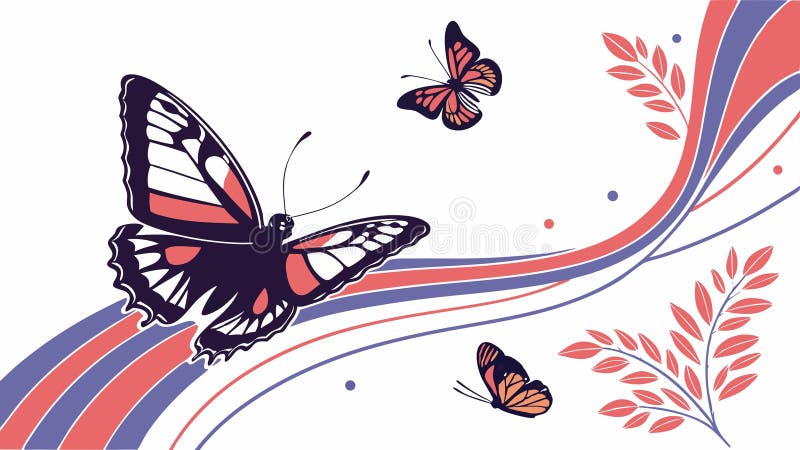 Two Beautiful Butterflies Against a Vibrant Abstract Background, Vector ...