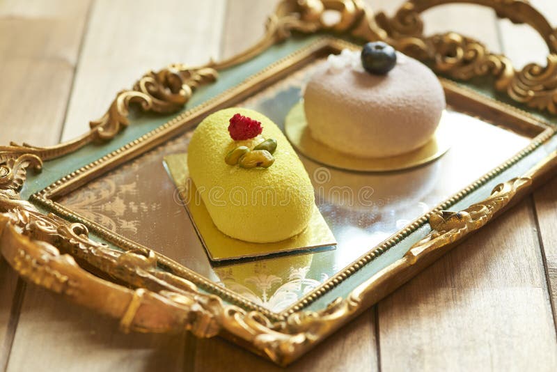 Two Beautiful Cakes on Vintage Tray Stock Image - Image of currant ...