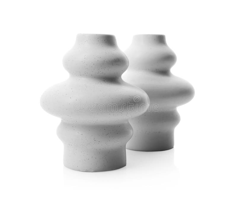 Two Beautiful Ceramic Vases Isolated on White Stock Photo - Image of ...