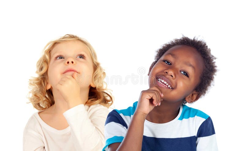 Two Beautiful Children Thinking Stock Photo - Image of adorable ...