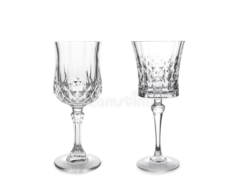 Two Beautiful Empty Glasses on White Background Stock Photo - Image of ...