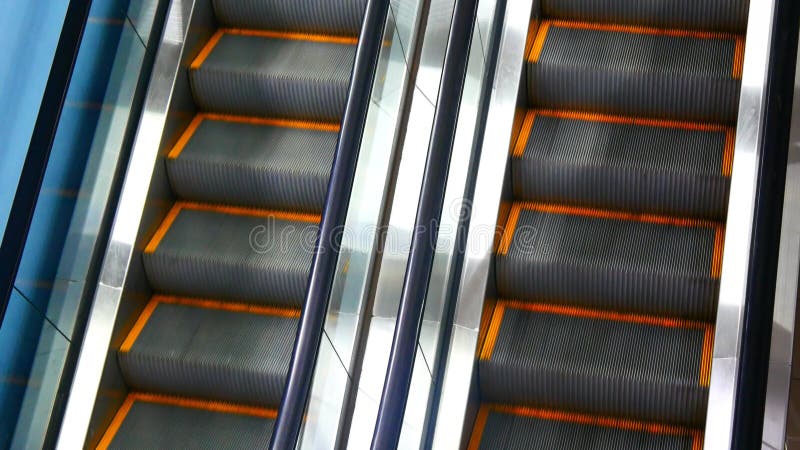 Close-up of Two Beautiful Escalator Tracks Moving Reversible Stock ...
