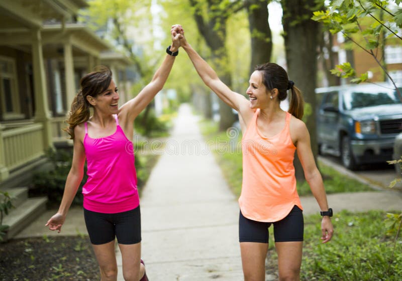 Two Beautiful Female Joggers Stock Image - Image of path, five: 99524361