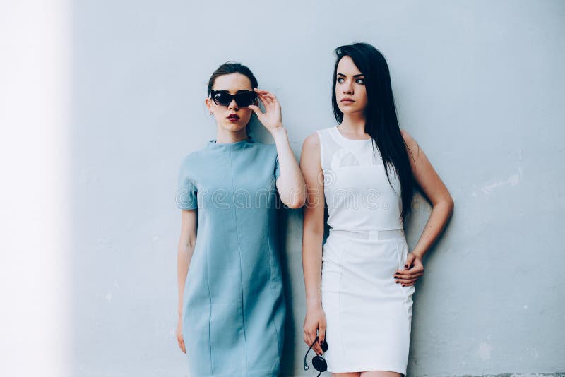 Two Beautiful Friends Pose on White Background Stock Image - Image of ...