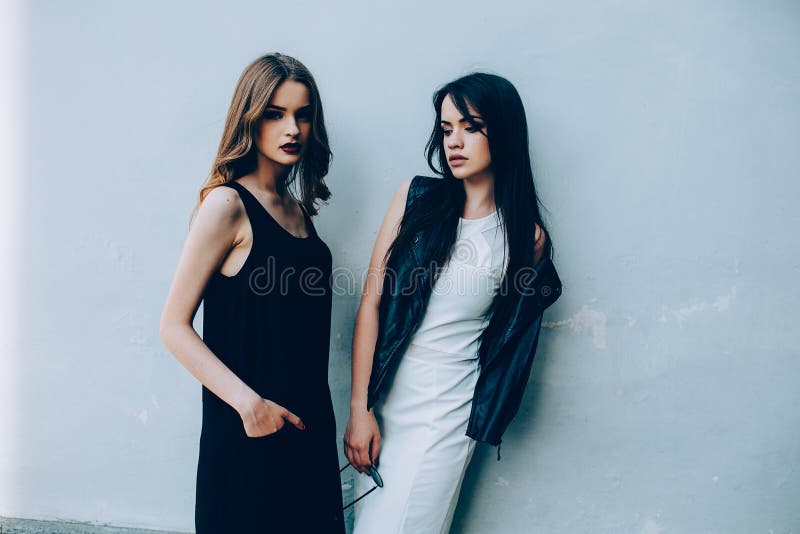 Two Beautiful Friends Pose on White Background Stock Photo - Image of ...