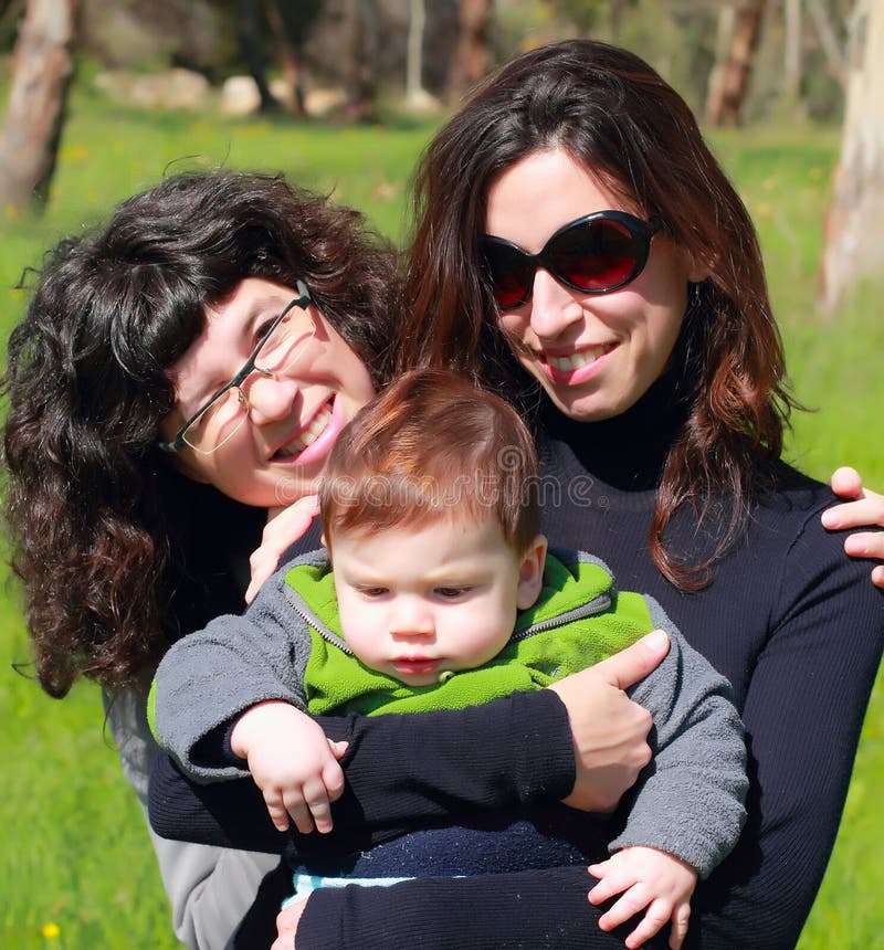 Two Beautiful Women with a Baby Stock Image - Image of happiness ...