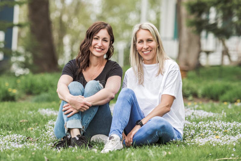 Two Beautiful Girls Together in a Park Stock Image - Image of walk ...