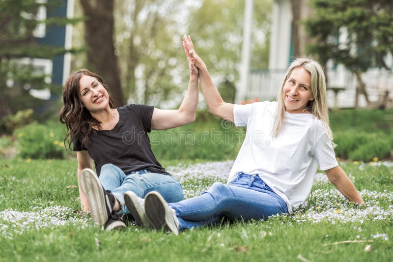 Two Beautiful Girls Together in a Park Stock Image - Image of summer ...