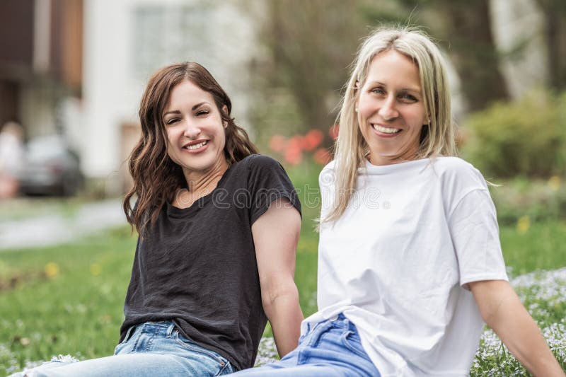 Two Beautiful Girls Together in a Park Stock Photo - Image of person ...