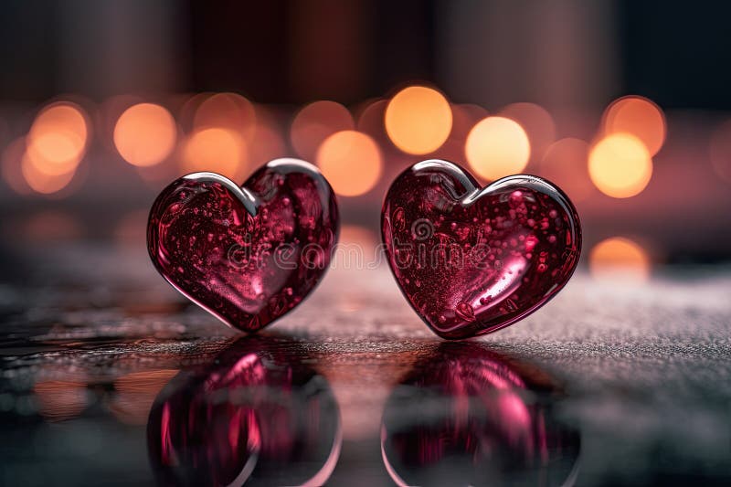 Two Beautiful Hearts on a Table with a Blurred Background. Generative ...