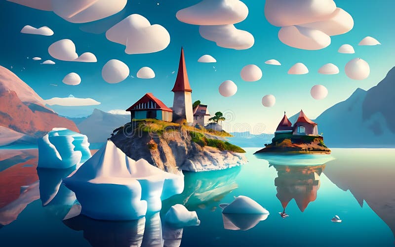 Two Beautiful Islands Standing Proudly on the Sea Surface Stock ...