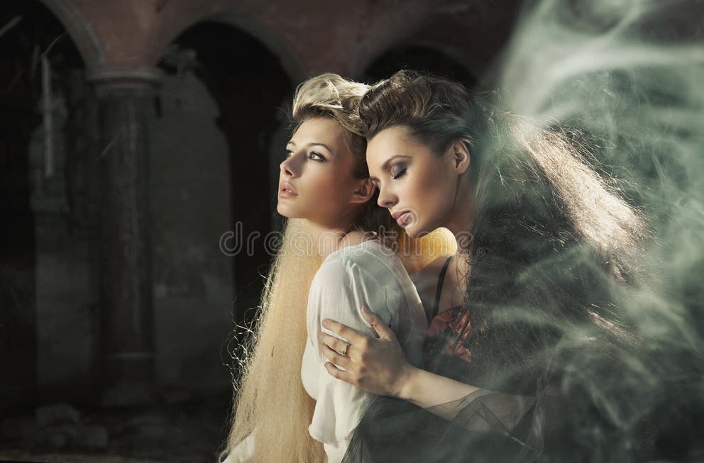 Two beautiful ladies stock photo. Image of dress, angel - 19459194