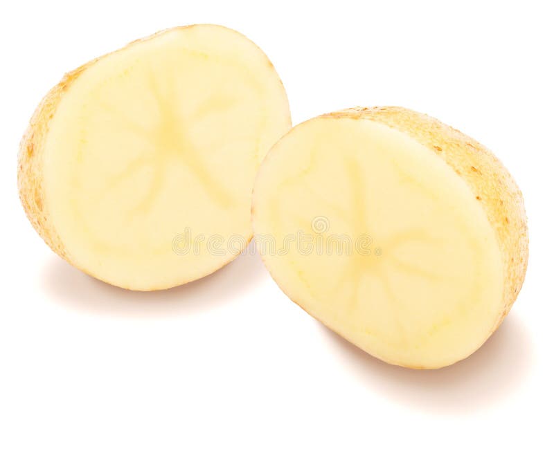 Two Beautiful Potatoes Cut in Half Slices. Stock Image - Image of ...
