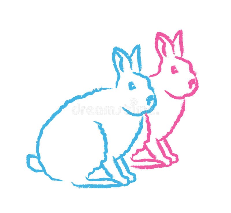 Two Beautiful Rabbits. Silhouette. Vector. Stock Vector - Illustration ...