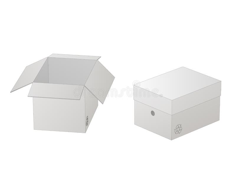 Two Beautiful Realistic White Carton Paper Boxes Vector with Outlines ...