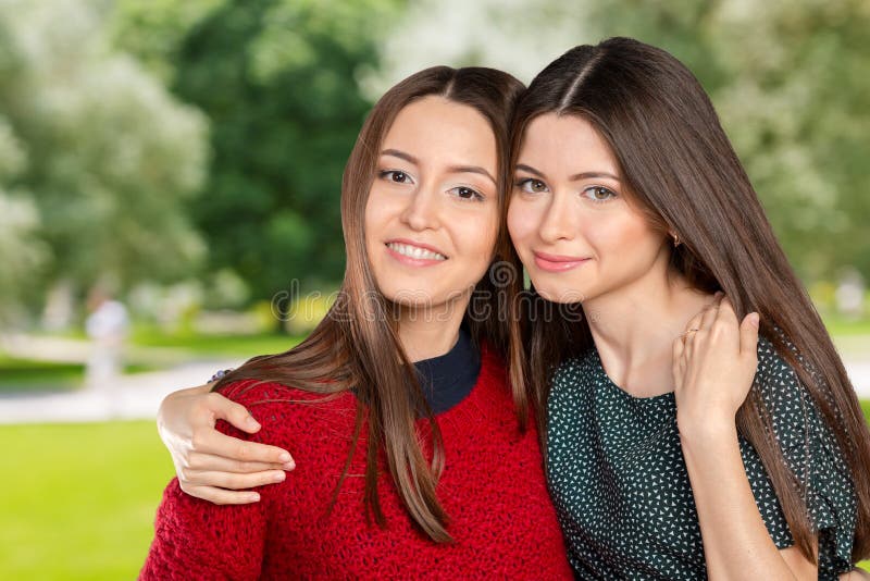 Two Beautiful Sisters Hugging Stock Image - Image of cute, laughing ...