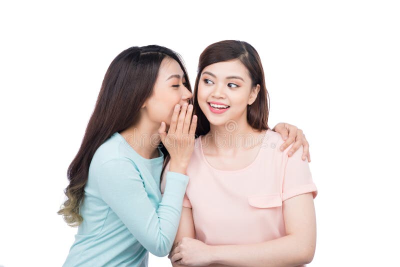Two Beautiful Smiling Girls Sharing a Secret Stock Image - Image of ...