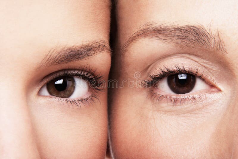 Two Beautiful Women Faces Together Stock Photo - Image of joyful ...