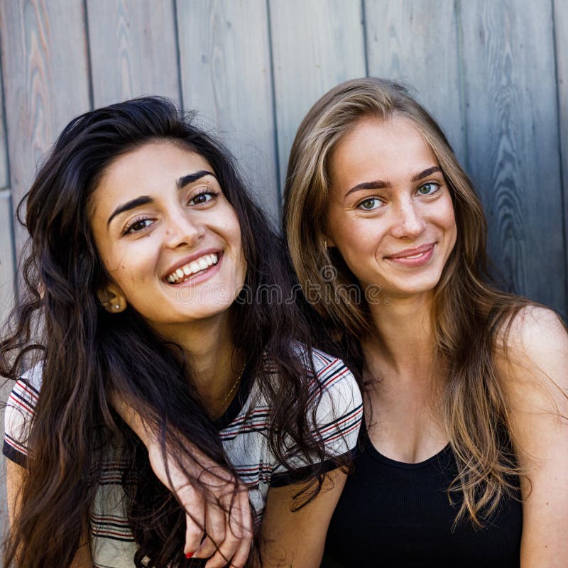 Two Beautiful Women Looking at Camera Stock Image - Image of posing ...