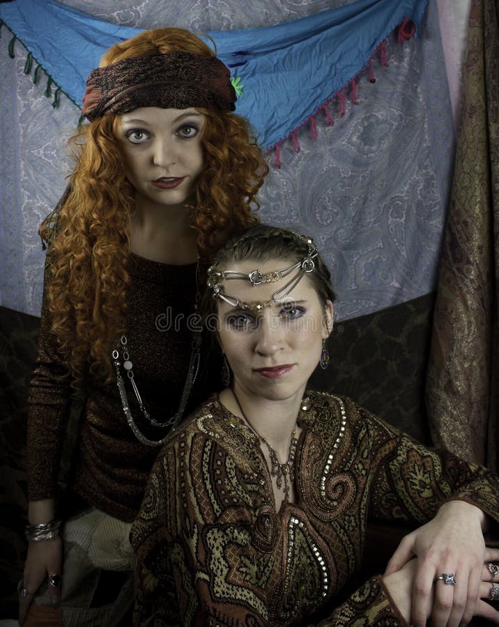 Two Beautiful Young Women Dressed As Gypsies Stock Photo - Image of ...
