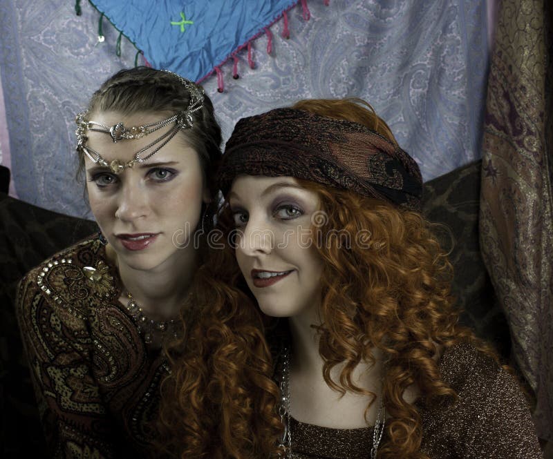 Two Beautiful Young Women Dressed As Gypsies Stock Image - Image of ...