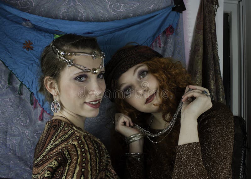Two Beautiful Young Women Dressed As Gypsies Stock Photo - Image of ...