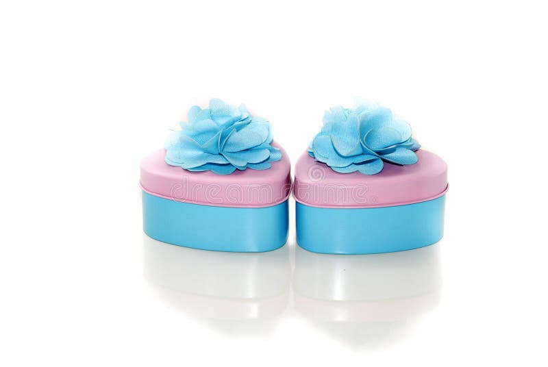 Two Beautifully Decorated Heart Shape Containers Stock Photo - Image of ...