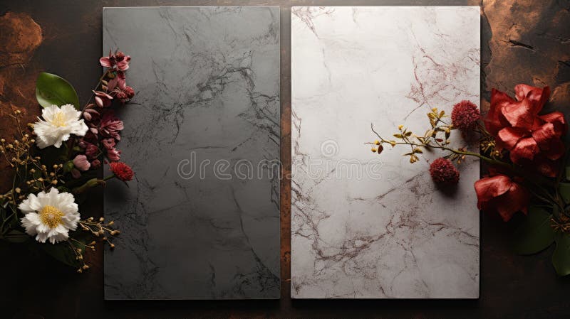 Two Beautifully Marbled Surfaces in Contrasting Colors are Adorned with ...