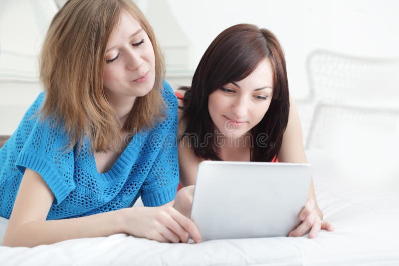 Girl and Boy with Tablet Pc Stock Photo - Image of black, computers ...