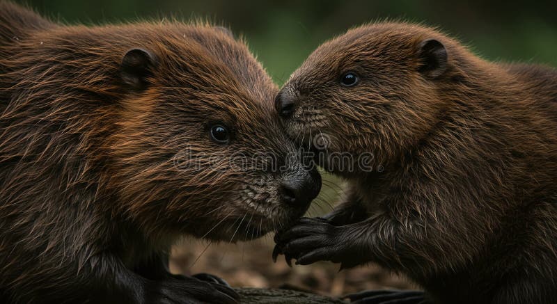 Two Beavers Touch Noses in a Heartwarming Display of Affection and ...