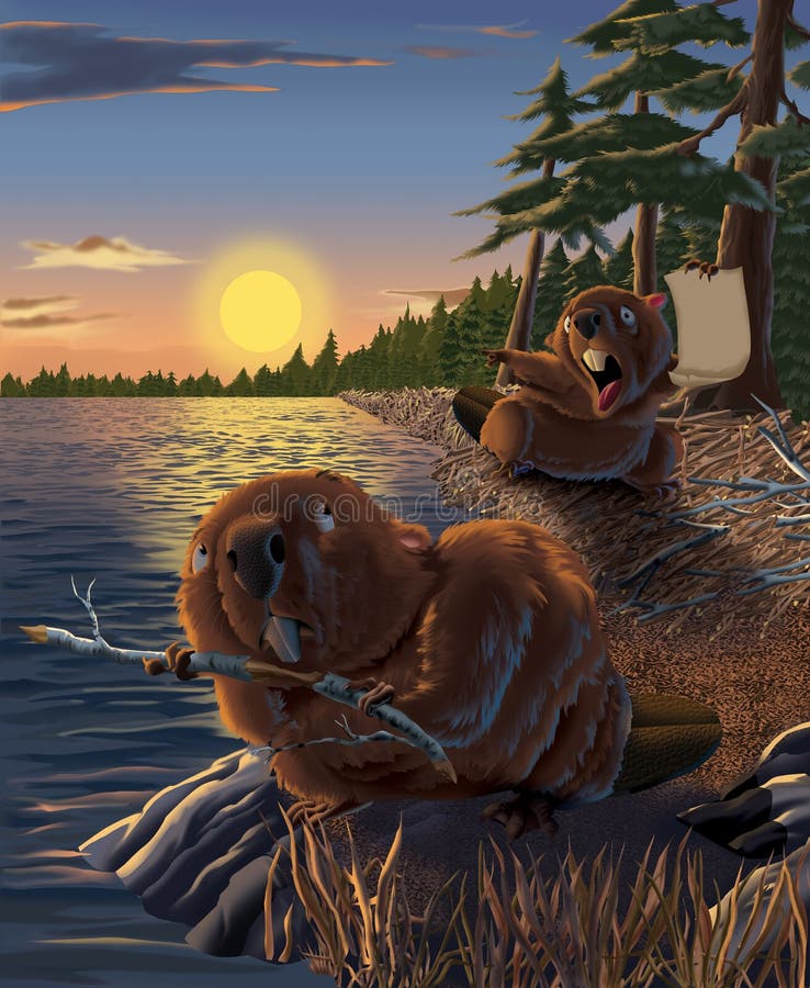 Cartoon beavers two stock vector. Illustration of painting - 14293656