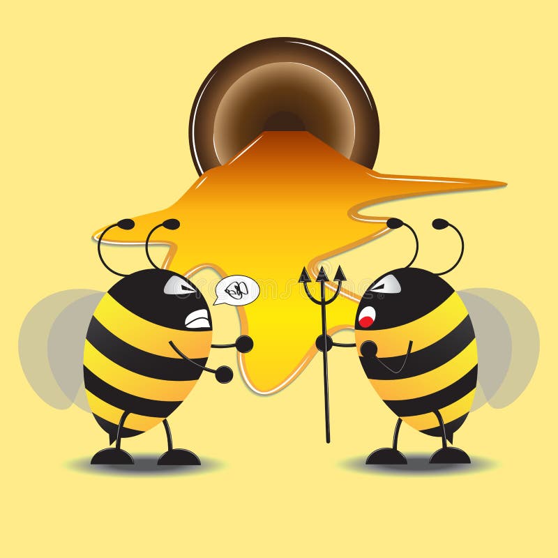 Two Bee Fight for Honey. Vector Illustration Stock Vector ...