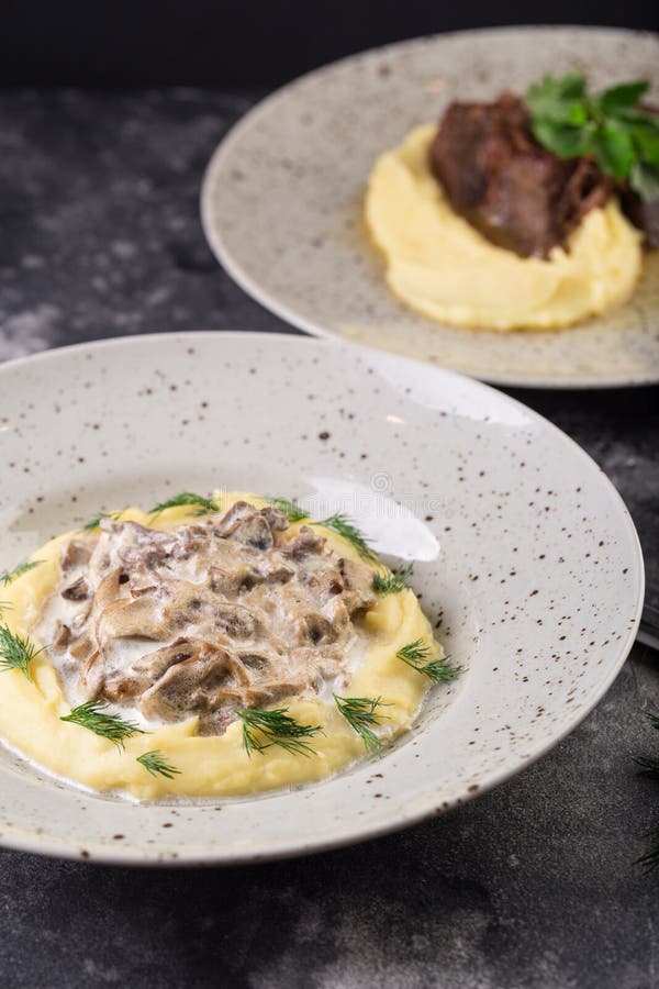 Two Beef Courses with Mashed Potatoes with the Second Course. Beef ...