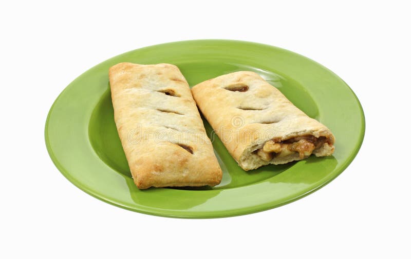 Two Beef Turnovers Green Plate Stock Photo - Image of white, tasty ...