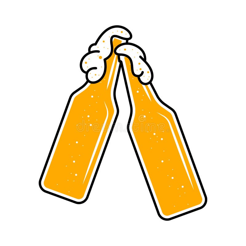Two Beer Bottles Flat Style. Beer Party Vector Illustration Stock ...