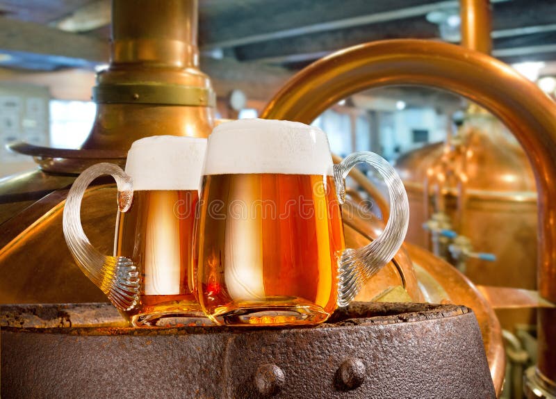 Two Beer Glasses in the Brewery Stock Photo - Image of tube, beer: 67706086