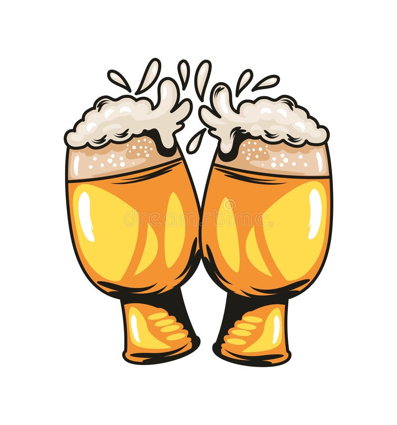 Two beer glasses cheers stock vector. Illustration of fresh - 320119331