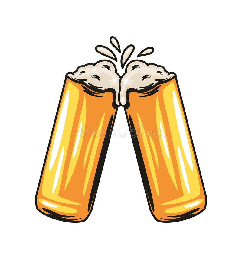 Two beer glasses toasting stock vector. Illustration of foam - 320119347
