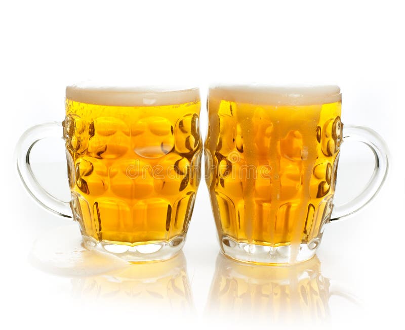 Two beer mugs stock image. Image of liquid, background - 25536365