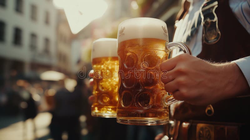 Two Beer Mugs Clinking Together in a Lively Oktoberfest Celebration ...