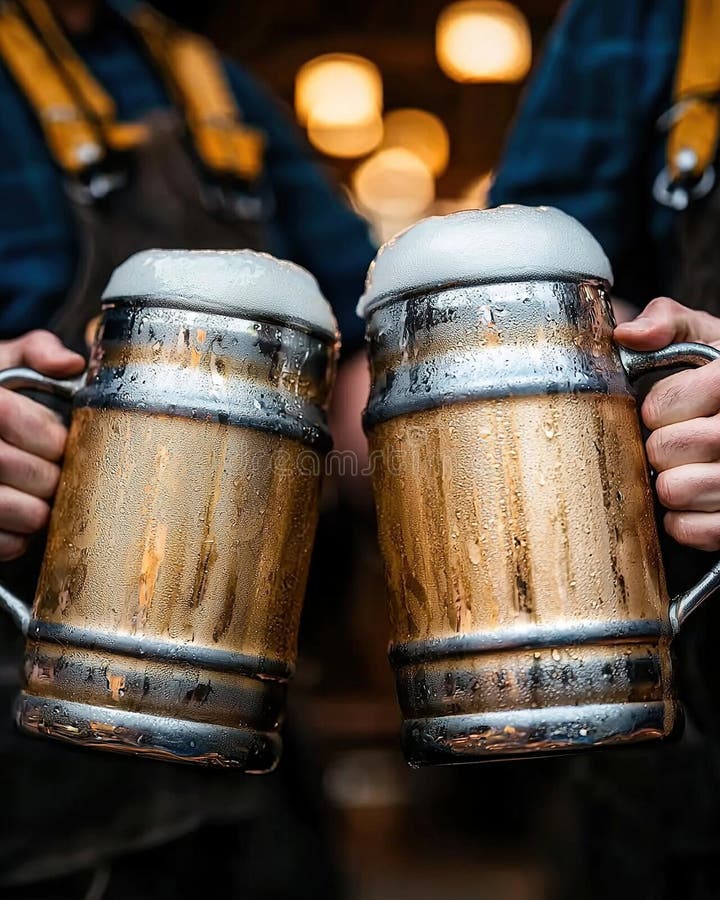 Two Beer Mugs in Hands Cheering at the Oktoberfest in Germany ...