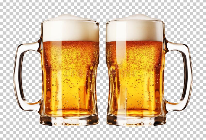 Two Beer Mugs Splash Toast Cheers Isolated on Transparent Background ...