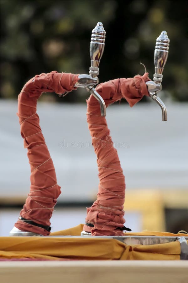 Two Beer Taps of an Outdoor Bar Stock Photo - Image of pour, cool ...