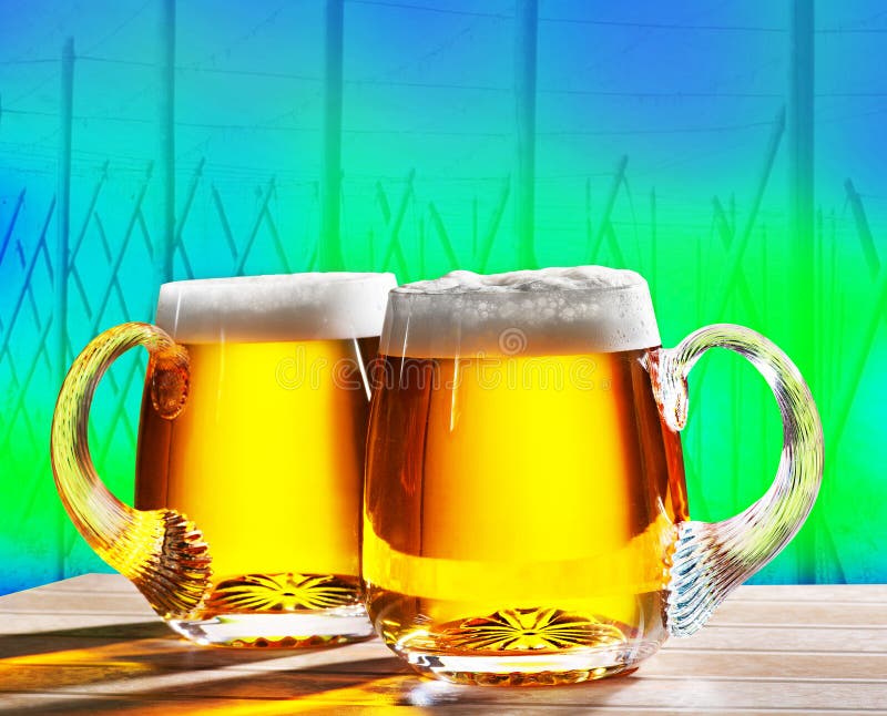 Two beers. stock image. Image of classic, lager, foam - 166951361