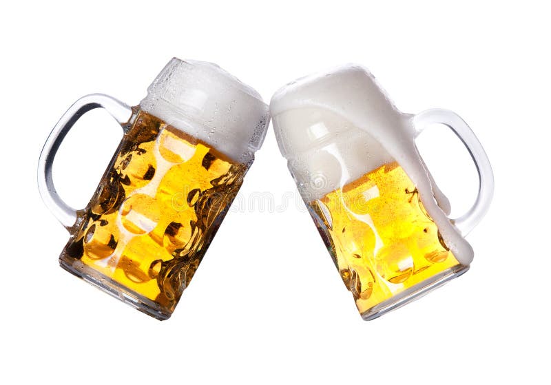 Pair of Beer Glasses Making a Toast Stock Photo - Image of glass ...